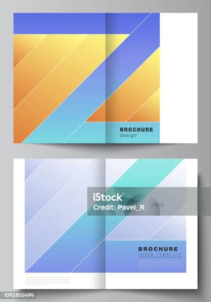 두 개의 A4 형식 현대 표지 샘플의 벡터 레이아웃 Bifold 브로셔 잡지 전단지 책자 연례 보고서에 대 한 템플릿을 디자인 합니다 창의적인 현대 표지 개념 다채로운