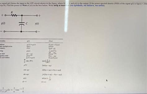 Solved The Signal Gt Forms The Input To The Lpf Circuit