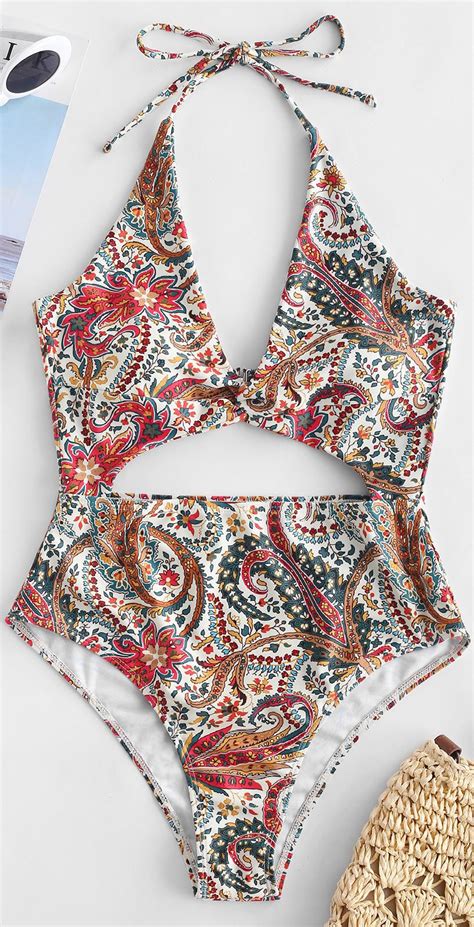 Ribbed Striped Flower Cutout One Piece Swimsuit Artofit