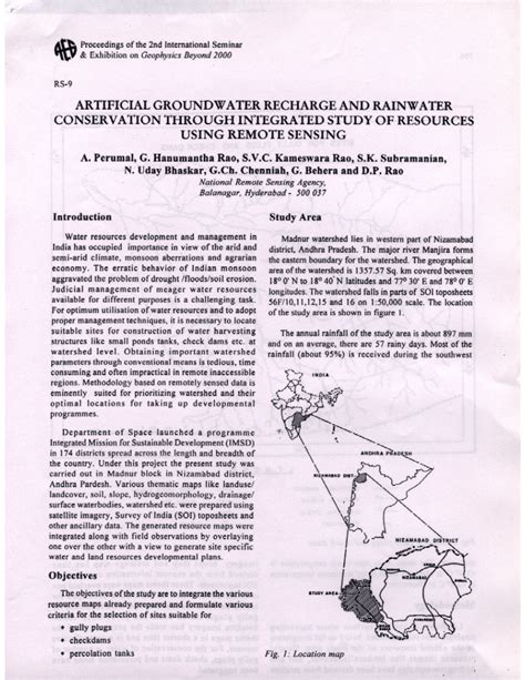 Pdf Artificial Groundwater Recharge And Rainwater Conservation