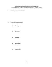 Group Comm And Problem Solving Lecture Notes OUTLINE Docx