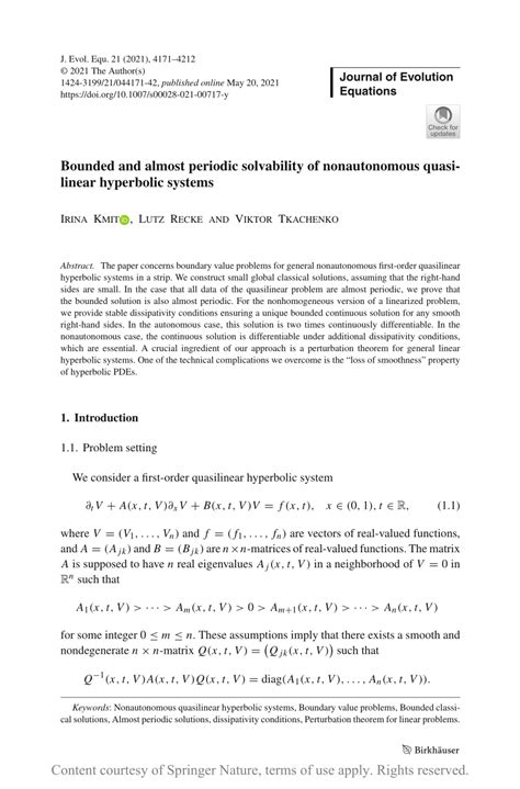 Pdf Bounded And Almost Periodic Solvability Of Nonautonomous