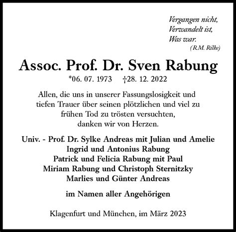 Traueranzeigen Von Sven Rabung Sz Gedenken De