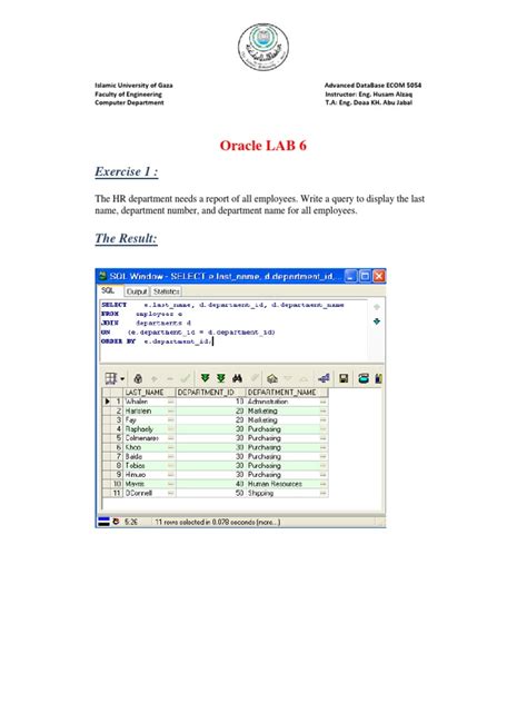 oracle lab 6 solution pdf data management databases