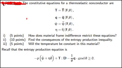 Solved The Constitutive Equations For A Thermoelastic
