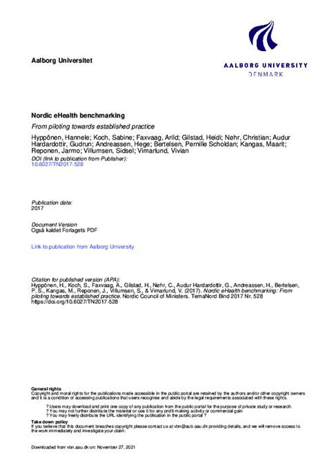 Pdf Nordic Ehealth Benchmarking