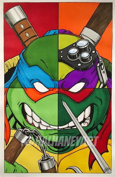 Tmnt 4 Way Portrait 11x17 Fine Art Print Etsy Brasil Ninja Turtle