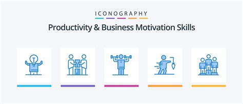 Productivity And Business Motivation Skills Blue 5 Icon Pack Including Extrinsic Aspiration