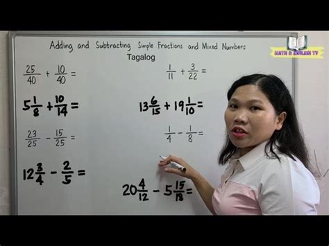 Adding And Subtracting Simple Fractions And Mixed Numbers Tagalog