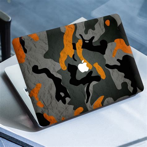 Laptop Skin For Apple Macbook Orange Black Camouflage Skinslegend