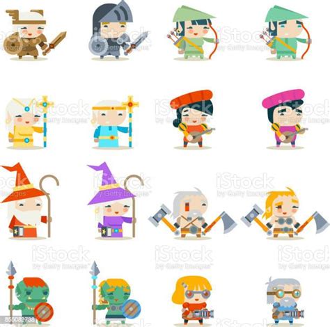 男性女性的幻想 Rpg 遊戲角色向量圖示設置向量圖向量圖形及更多休閒遊戲圖片 休閒遊戲 小小兵 虛構角色 有性格 Istock