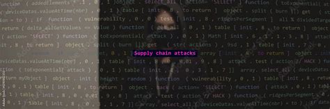 Cyber Attack Supply Chain Attacks Text In Foreground Screen Hacker Hidden In The Blurred