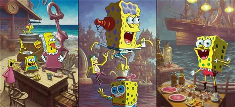 Ultra Realistic Photo Spongebob Squarepants At The Krusty Krab
