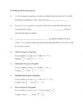 Solving Equations Guided Notes Properties Of Equality By Make Math Make Sense