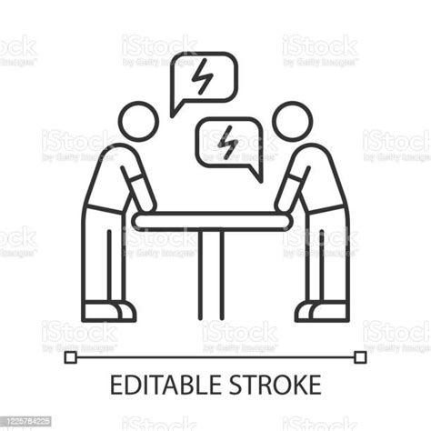 협상 픽셀 완벽한 선형 아이콘입니다 당사자 간의 대화 인수 반대 이익 얇은 라인 사용자 정의 그림입니다 등고선 기호입니다 벡터 절연 윤곽선 도면 편집 가능한 스트로크 개념에