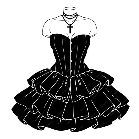 Premium Vector Black Gothic Dress With Puffy Ruffles