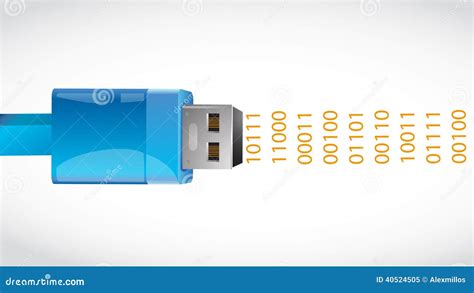 Usb Connection And Binary Data Illustration Stock Illustration