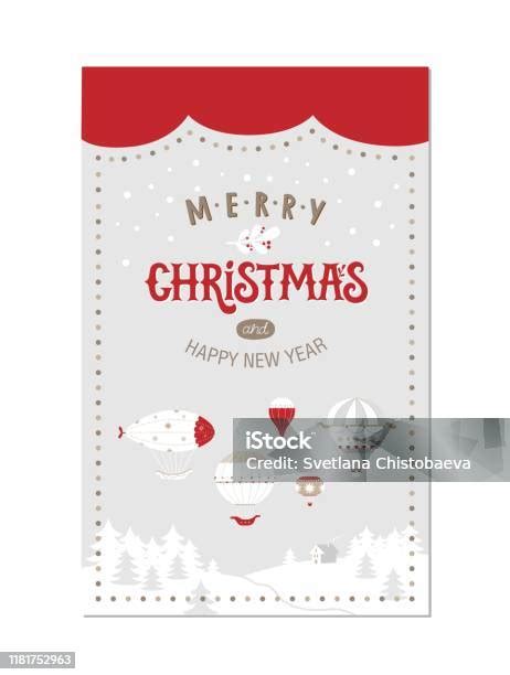 Poster Atau Kartu Pos Desain Template Natal Merry Selamat Tahun Baru