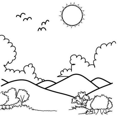 Dibujo De Paisaje Para Colorear Aldea Bosquejo Vector PNG 54 OFF