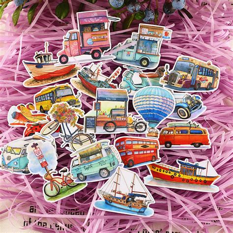 Transportation Stickers 20pcs For Scrapbook And Journaling Vivi