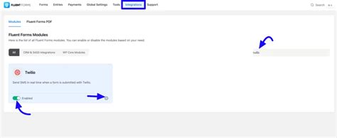 twilio integration with fluent forms fluent forms
