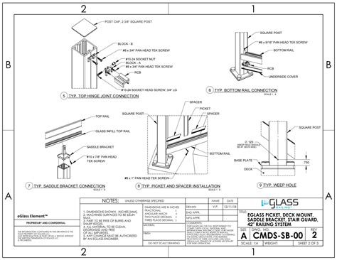 Eglass Picket™ System Drawings W Saddle Bracket Glass Railing For Decks
