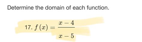solved determine the domain of each function 17 f x x 4x 5