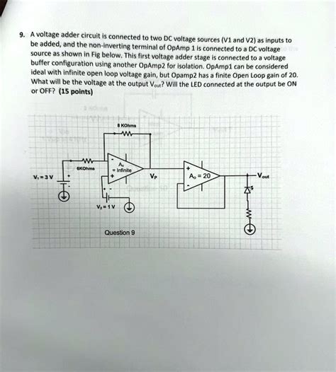 9 A Voltage Adder Circuit Is Connected To Two Dc Voltage Sources V1 And V2 As Inputs To Be Added
