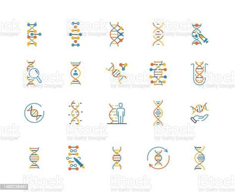 Dna 아이콘 색상 세트 Dna에 대한 스톡 벡터 아트 및 기타 이미지 Dna 만화 아이콘 Istock