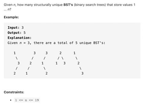 96 Unique Binary Search Trees Kickstart Coding