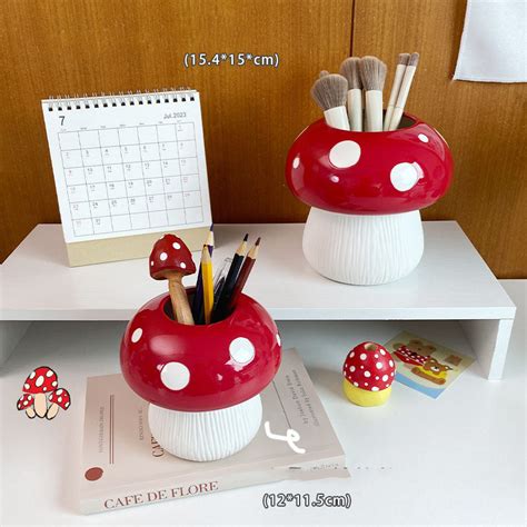 Exquisite Mushroom Ceramic Pen Holder Creative Desk Organization