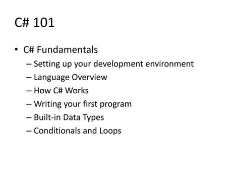 C 101 Intro To Programming With C Pptx