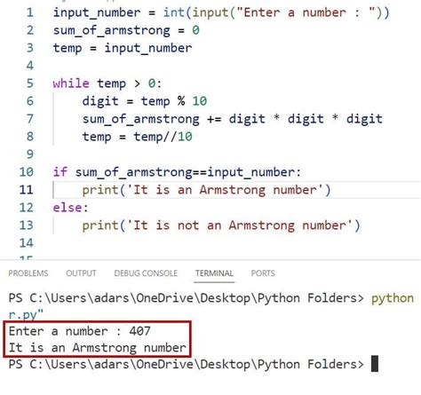 how to check armstrong number in python