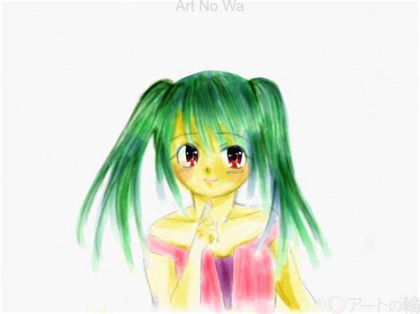 緑髪の女の子 アートの輪