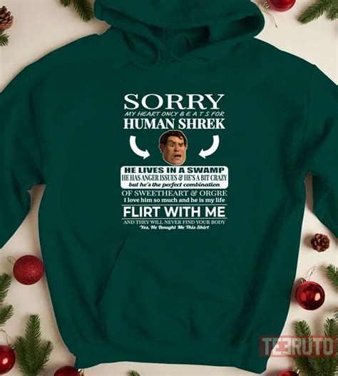 Sorry My Heart Only Beats For Human Shrek Unisex T Shirt Teeruto