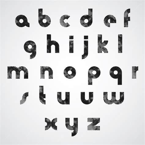 Lettres Minuscules Graphiques à Pois Noirs Police Industrielle Ronde