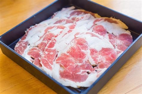 Premium Photo Fresh Beef Raw Sliced Was Served For Sukiyaki Korean