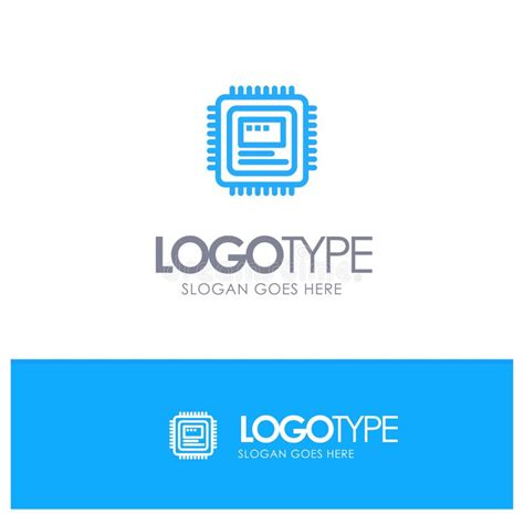 Cpu Storage Computer Hardware Blue Logo Line Style Stock Vector