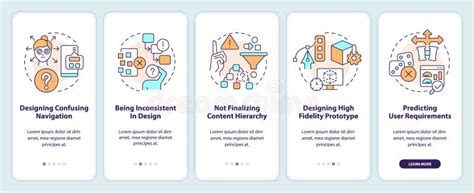 User Experience Design Top Mistakes Onboarding Mobile App Screen Stock Vector Illustration Of