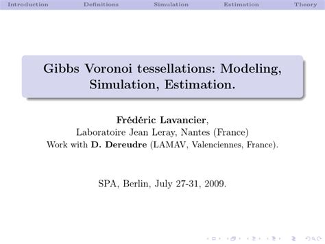 [ppt] gibbs voronoi tessellations modeling simulation estimation
