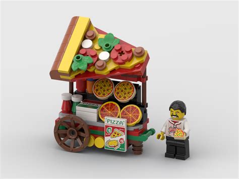 Lego Moc Pizza Cart By Gabizon Rebrickable Build With Lego
