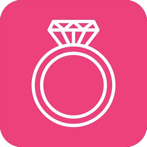 Ilustración Del Icono Vectorial Del Anillo De Diamante Del Conjunto De