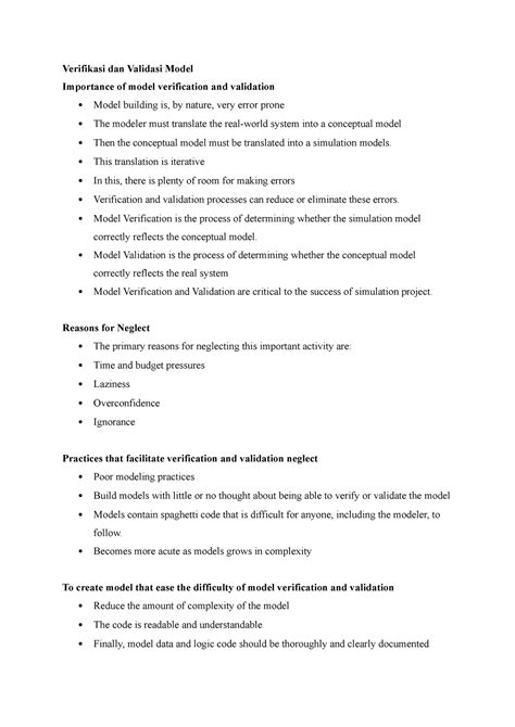 Verifikasi Dan Validasi Model Verifikasi Dan Validasi Model Importance Of Model Verification
