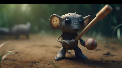 Premium Ai Image A Cartoon Of A Mouse Holding A Baseball Bat