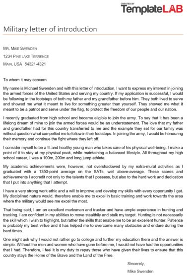 Letter Of Introduction Templates Examples