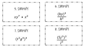 Laws Of Exponents Task Cards By Teaching To Middles TpT
