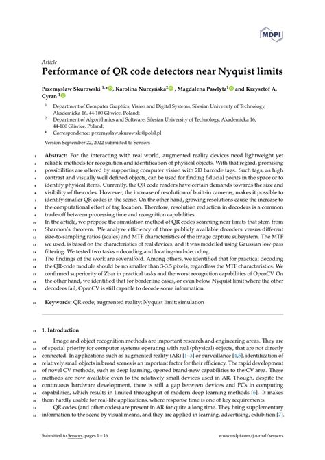 Pdf Performance Of Qr Code Detectors Near Nyquist Limits