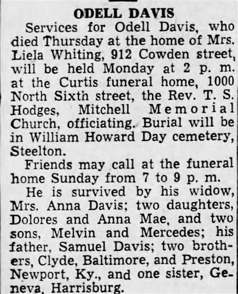 Obituary For Odell Davis ™