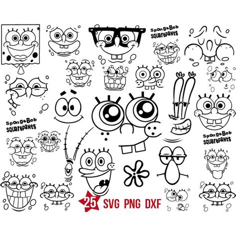 Spongebob Face Outline Svg Bundle Gary Spongebob Svg Inspire Uplift