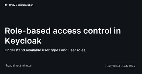 Role Based Access Control In Keycloak • Unity Cloud • Unity Docs